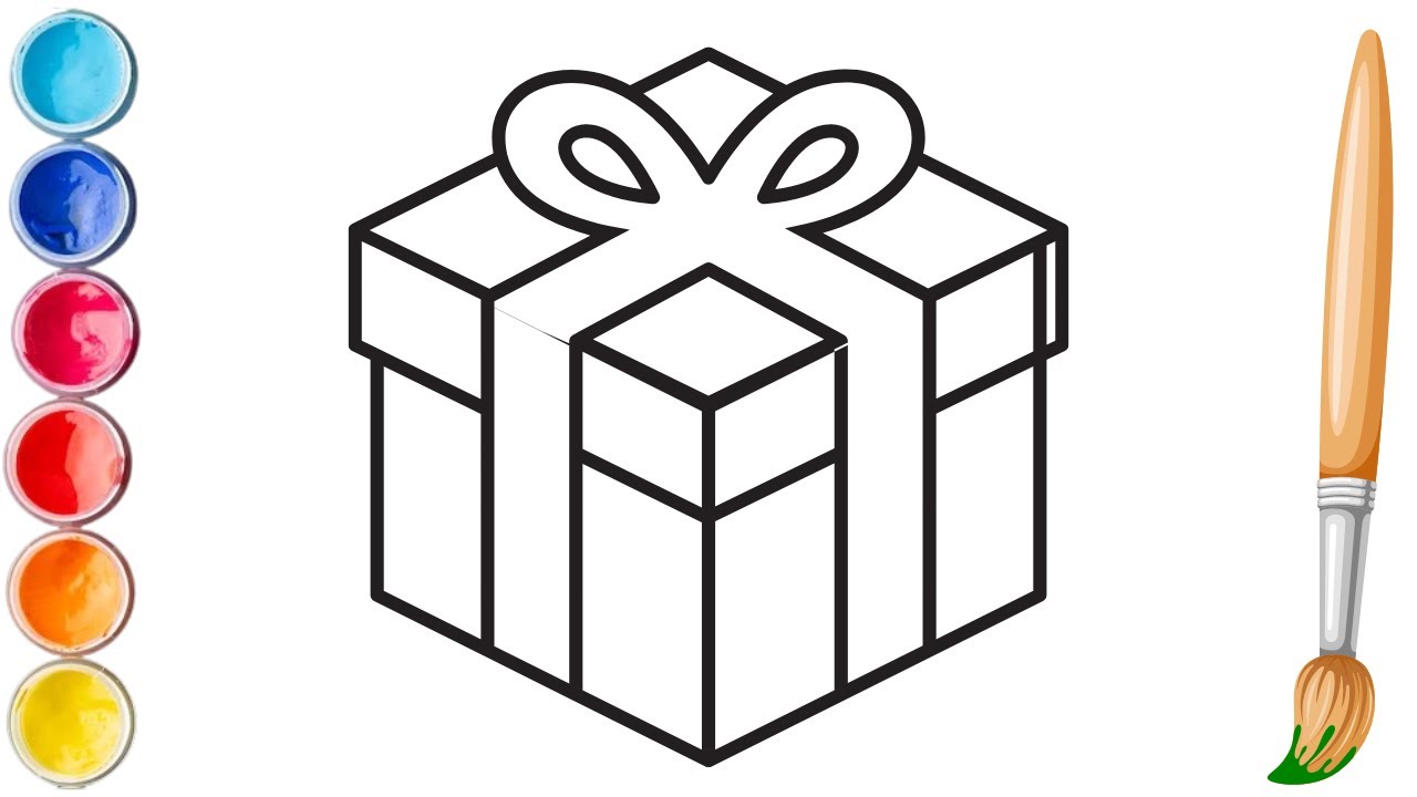 How to Draw a Rainbow Gift Box 🎁 // Kotak Kado Menggambar, Melukis ...