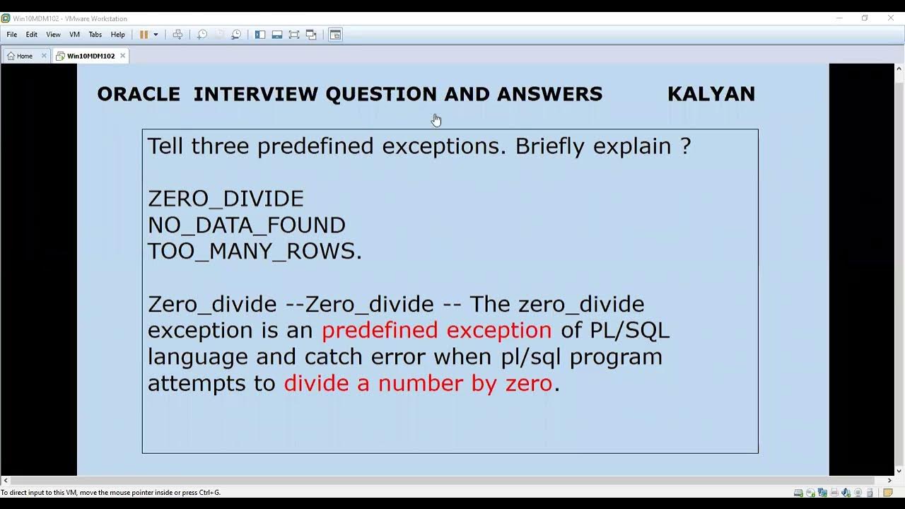 Oracle Basics, Oracle PL-SQL, Oracle Q&A, User_defined exception - YouTube