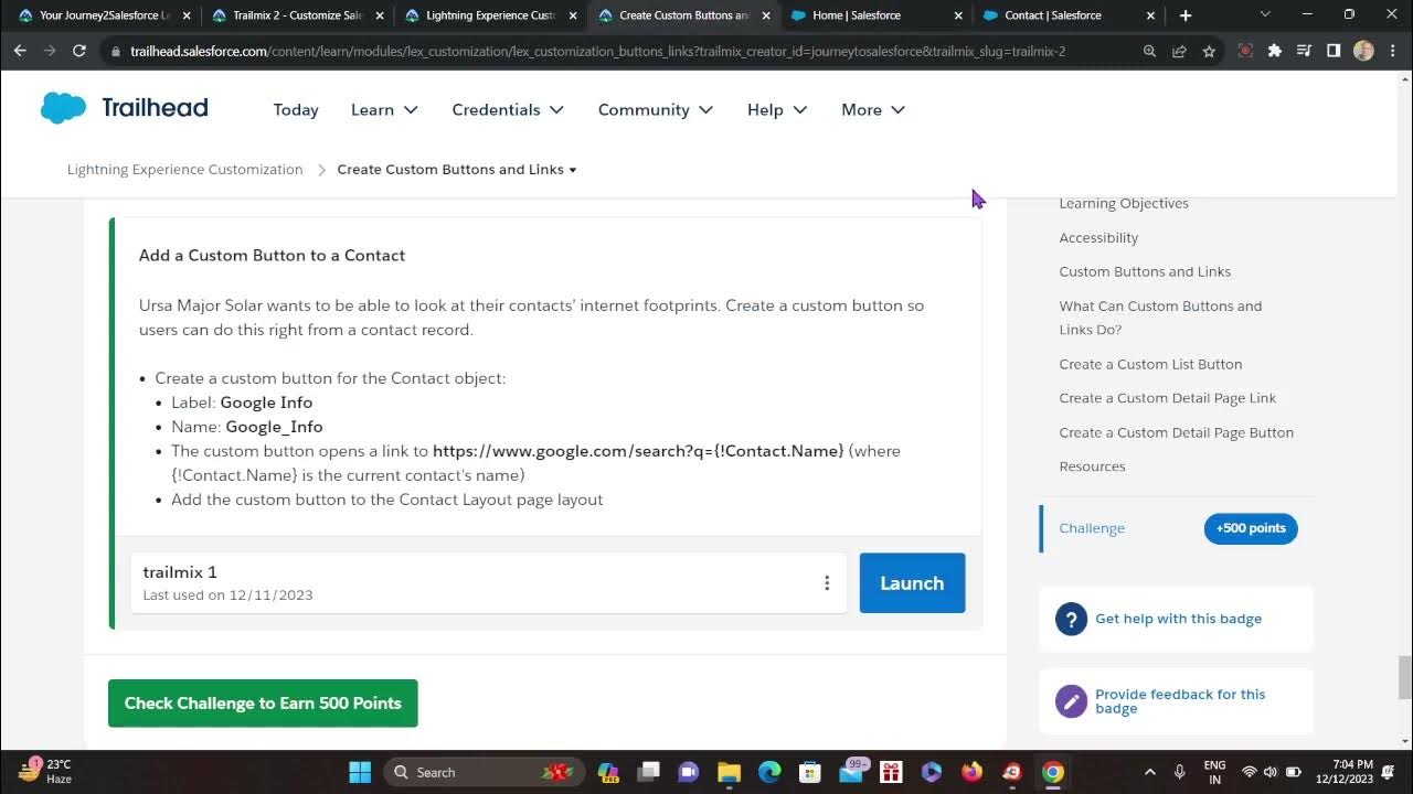Create Custom Buttons and Links | Lightning Experience Customization | Trailmix 2 - Customize ...