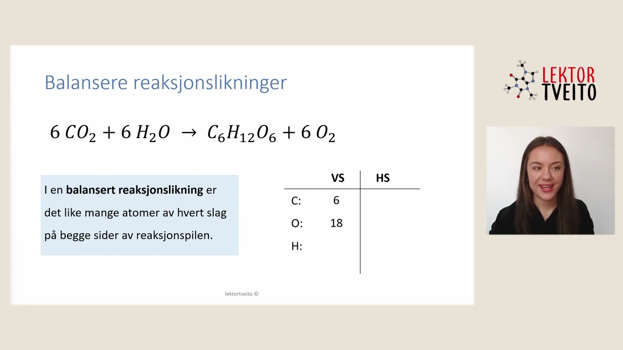 5.1 Balansere reaksjonslikninger - YouTube