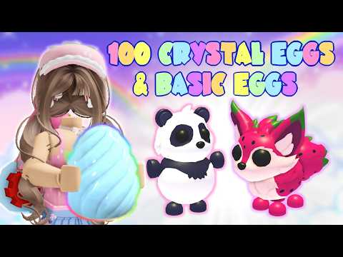 Hatching 100 Crystal Eggs & Basic Eggs | Dragon Fruit Fox & Giant Panda | Roblox Adopt Me | Riivv3r