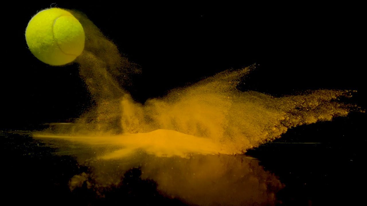 Slow Motion in Tennis Ball with Color Powder - YouTube
