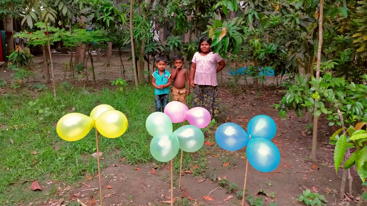 Outdoor fun with flower ballon and learn colour for kid's | kids ...