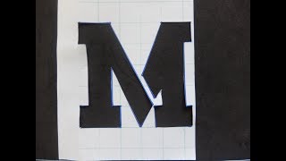 DIY Stencil Letter M with Grid Paper Craft