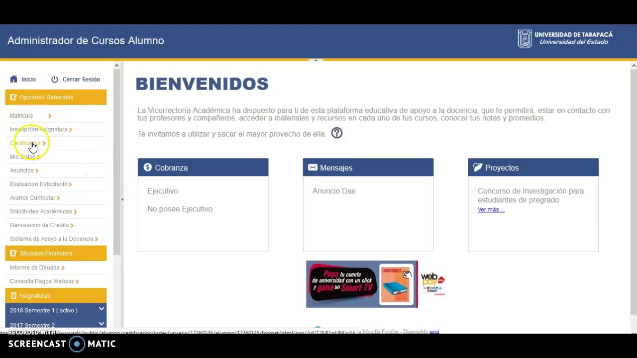 tutorial certificado alumn@ regular uta. - YouTube