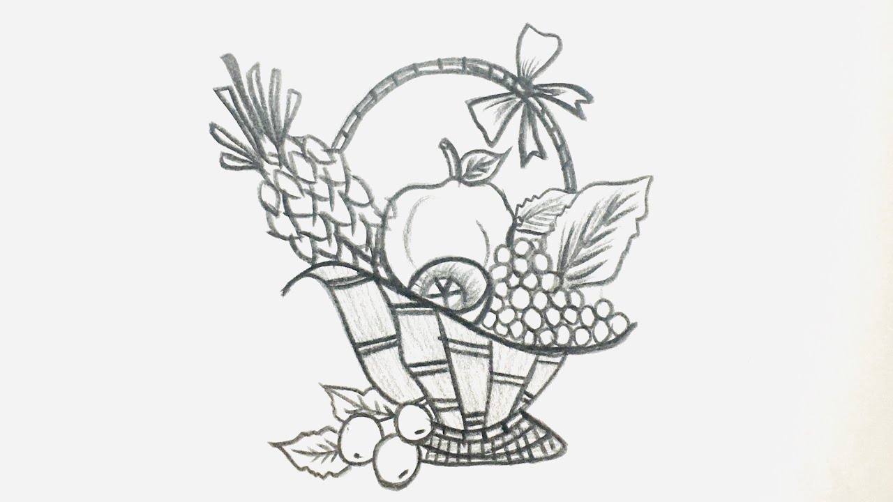 How to Draw Fruits Basket Easy Step by Step || Fruits Basket Drawing ...