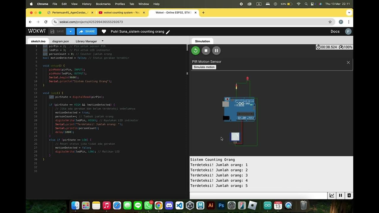 Sistem Counting Orang Arduino Wokwi - YouTube
