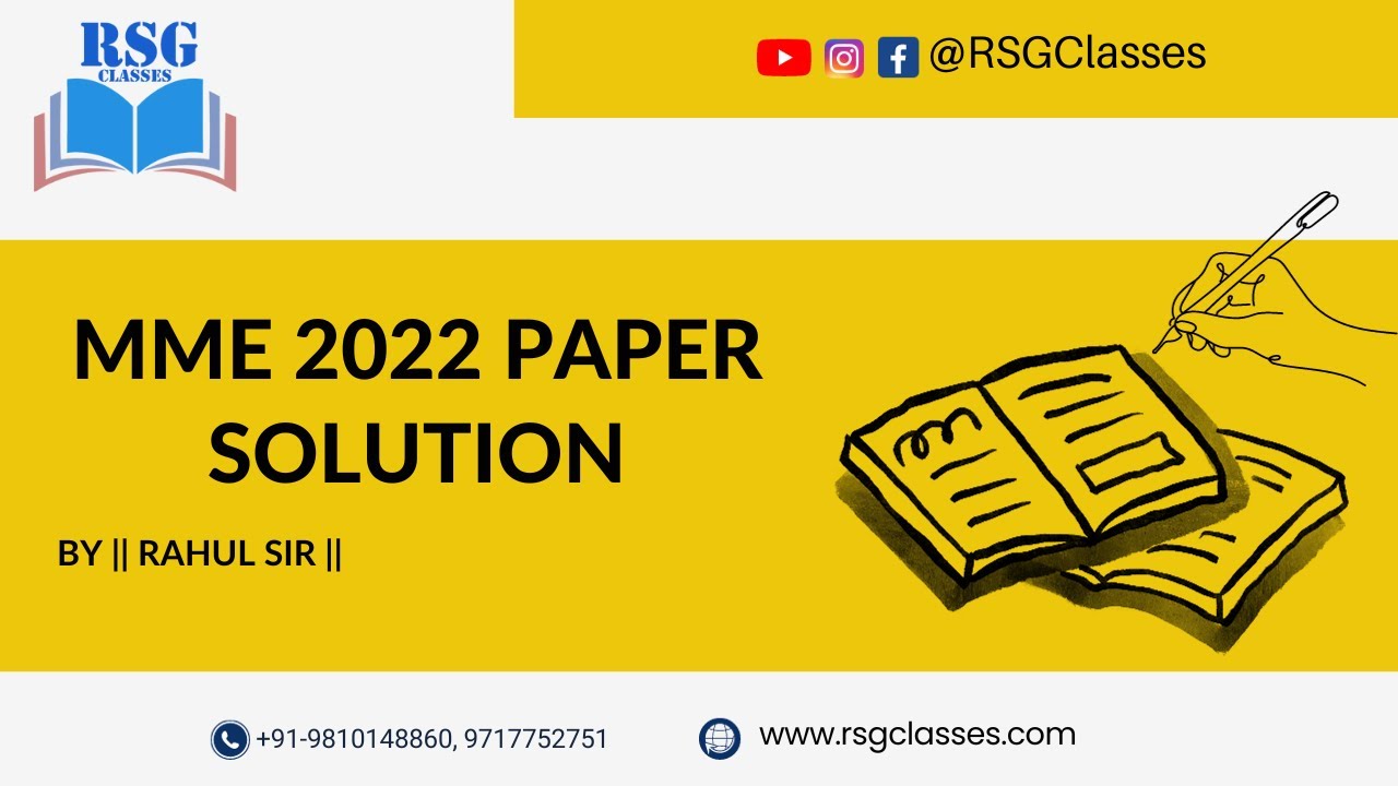 Introductory MME-2022 Paper solution || RSG Classes || Rahul Sir ...