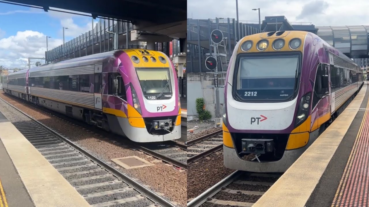 Two V/Line VLocity DMU Trains at Footscray Station - YouTube