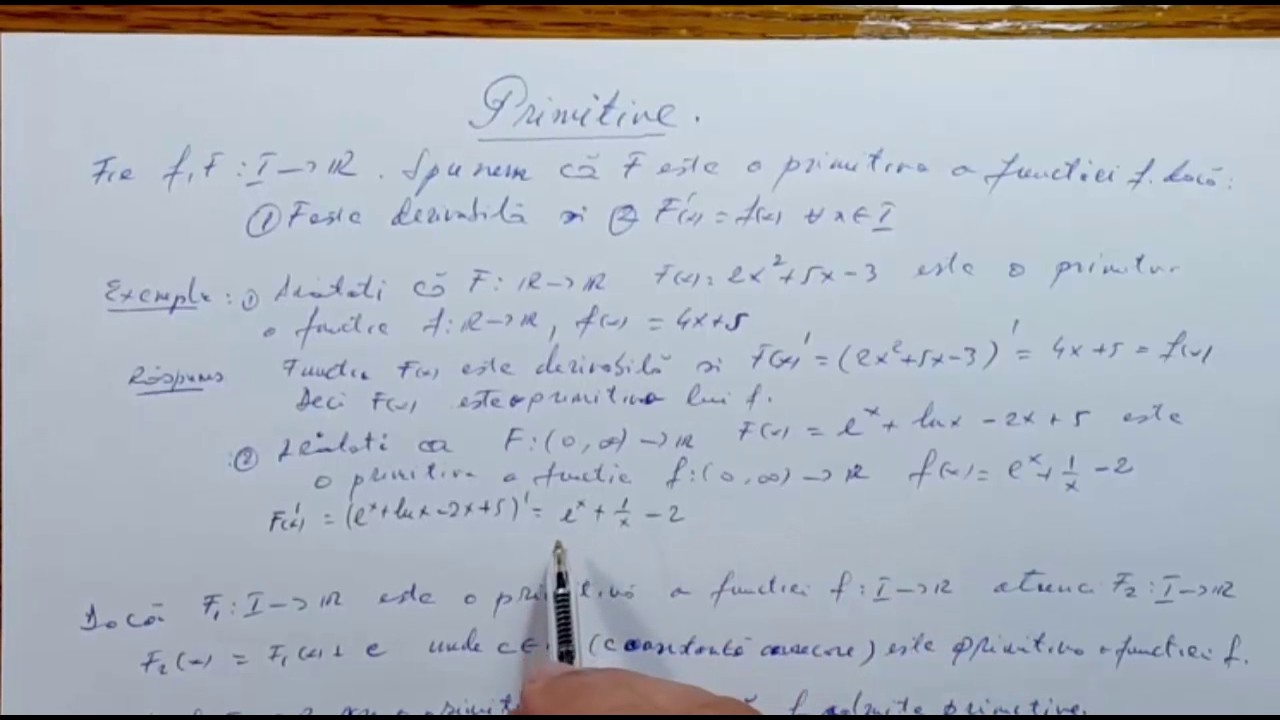 Primitive - Analiza Matematica - Clasa a XII-a 120401-01 - YouTube