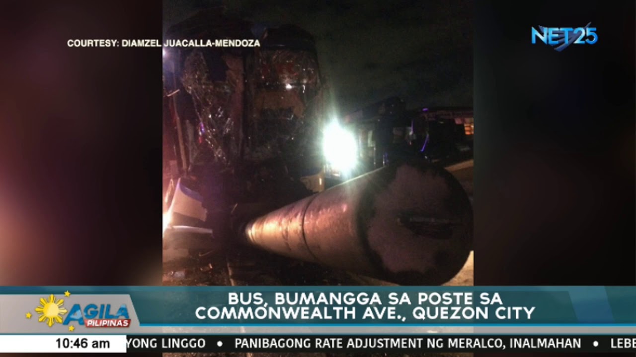 Bus, bumangga sa poste sa Commonwealth Ave., Quezon City - YouTube