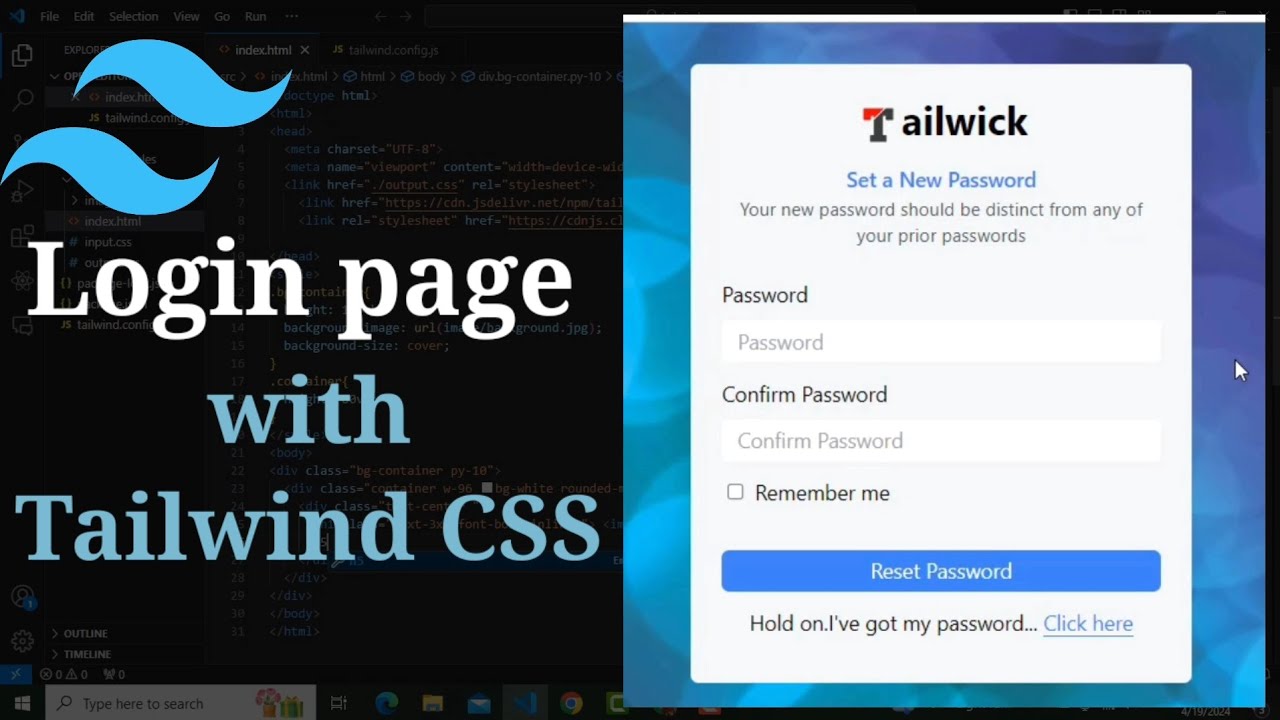 How To Create A Login Page With Tailwind Css Tutorial For Beginners Youtube 1852