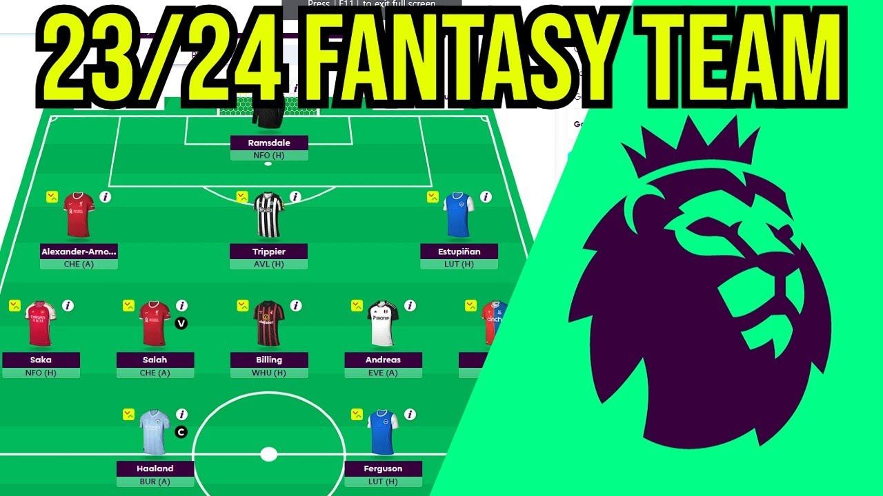My 23/24 Premier League Fantasy team - YouTube