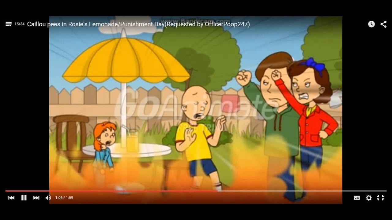 Activistvictor reacts to "Caillou pees in Rosie's Lemonade/Punishment Day" - YouTube