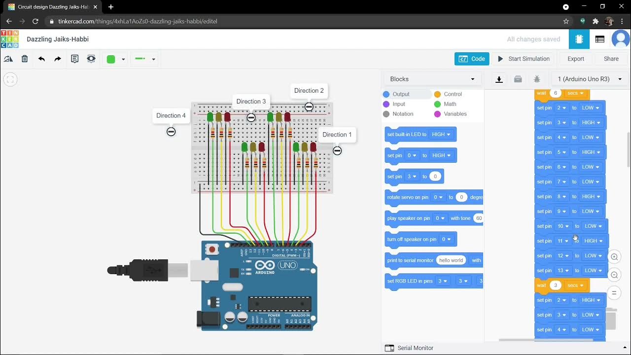 Four junction traffic light system- TinkerCad simulation - YouTube