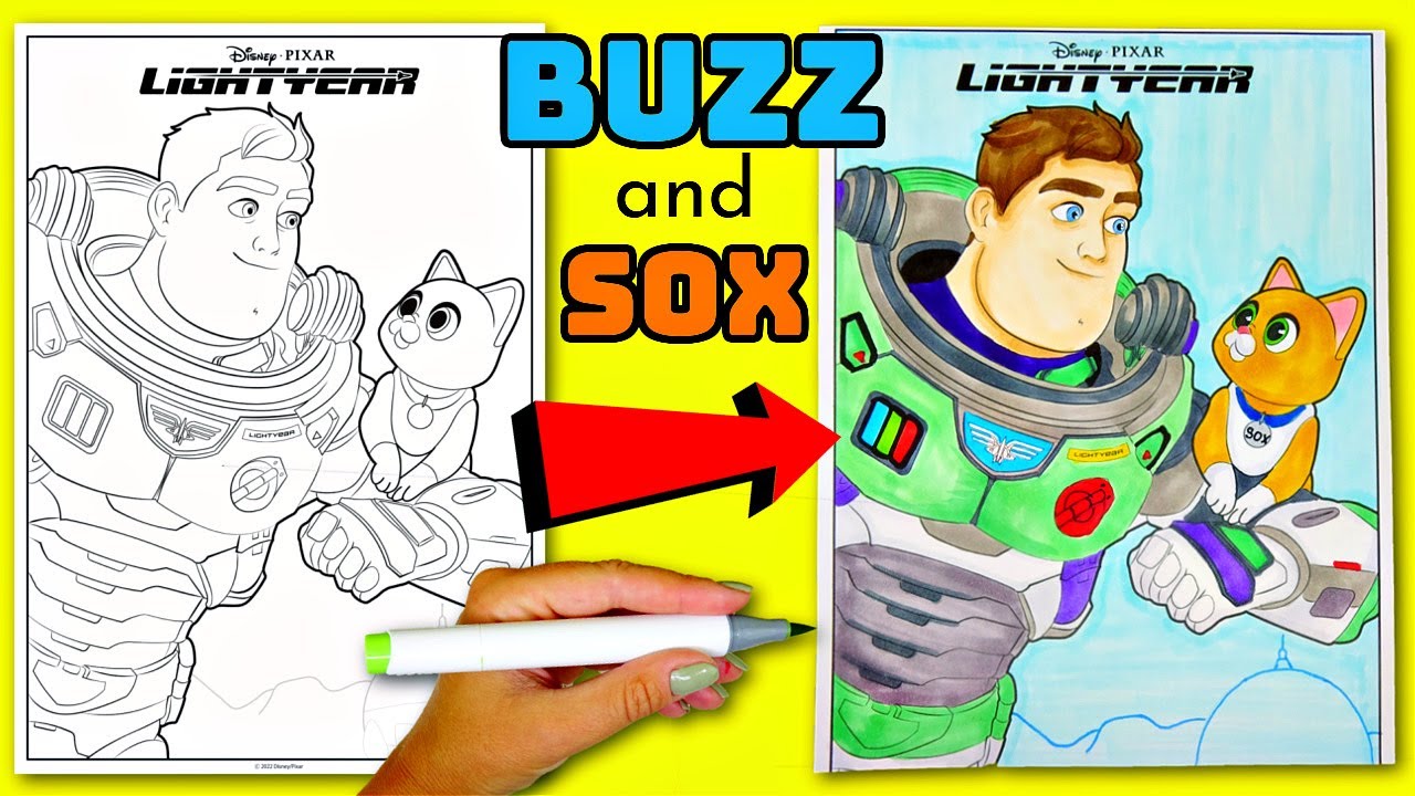 Disney PIXAR Lightyear Movie: Buzz and Sox Coloring - YouTube