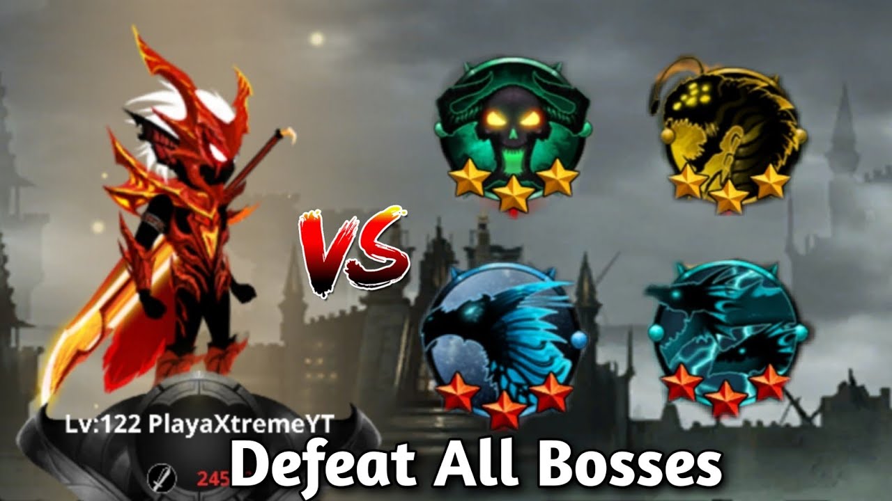 Stickman Legends All Bosses (1, 2, 3, 4) Defeated With Legendary Skills ...