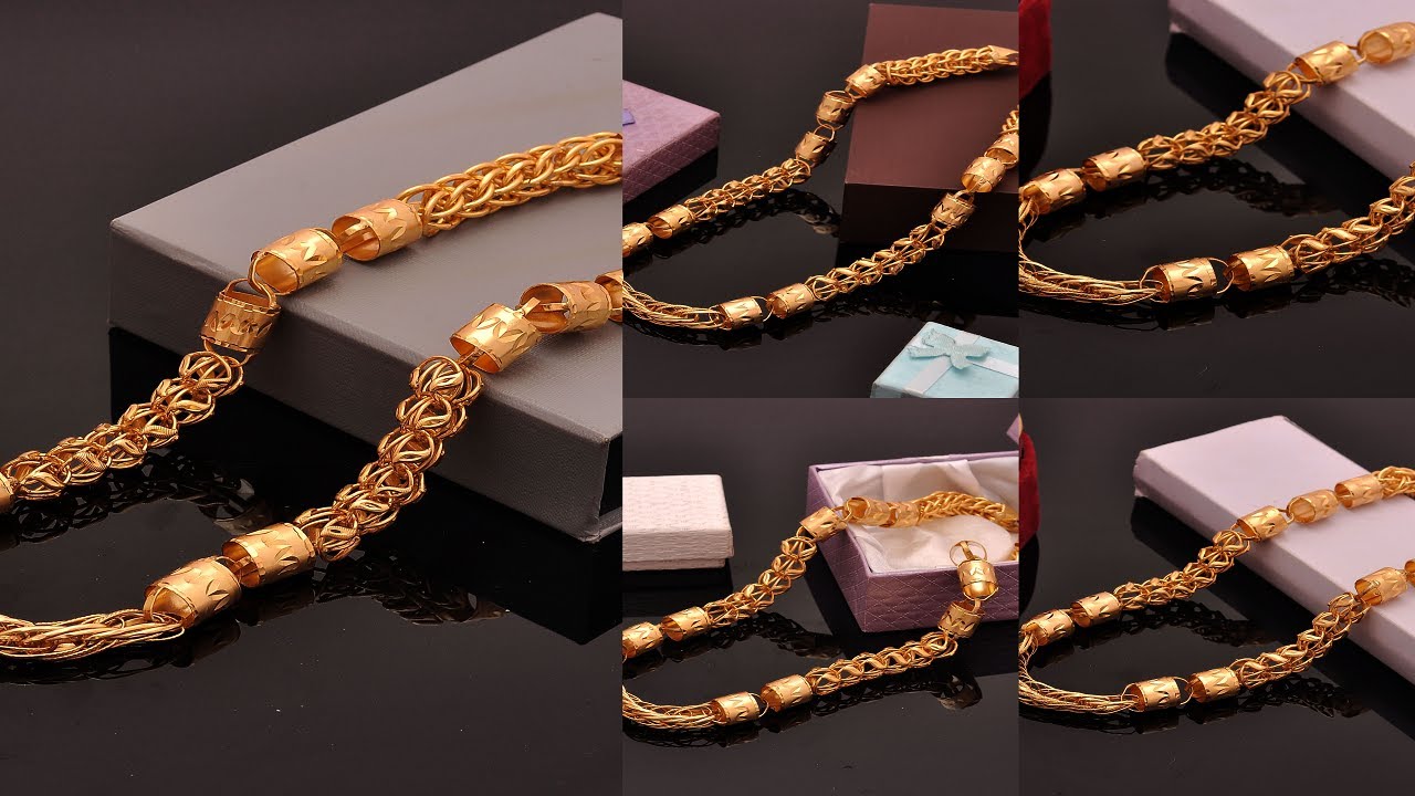 3 in 1 gold plated thick chain with 10 cube design for men | soni ...