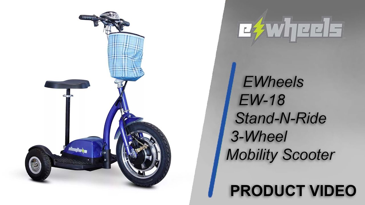 EWheels EW-18 Stand-N-Ride 3-Wheel Mobility Scooter - YouTube
