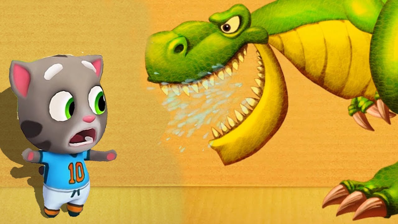 Dinosaur T-rex vs FootBall Tom | Kick The Buddy vs Talking Tom Gold Run ...