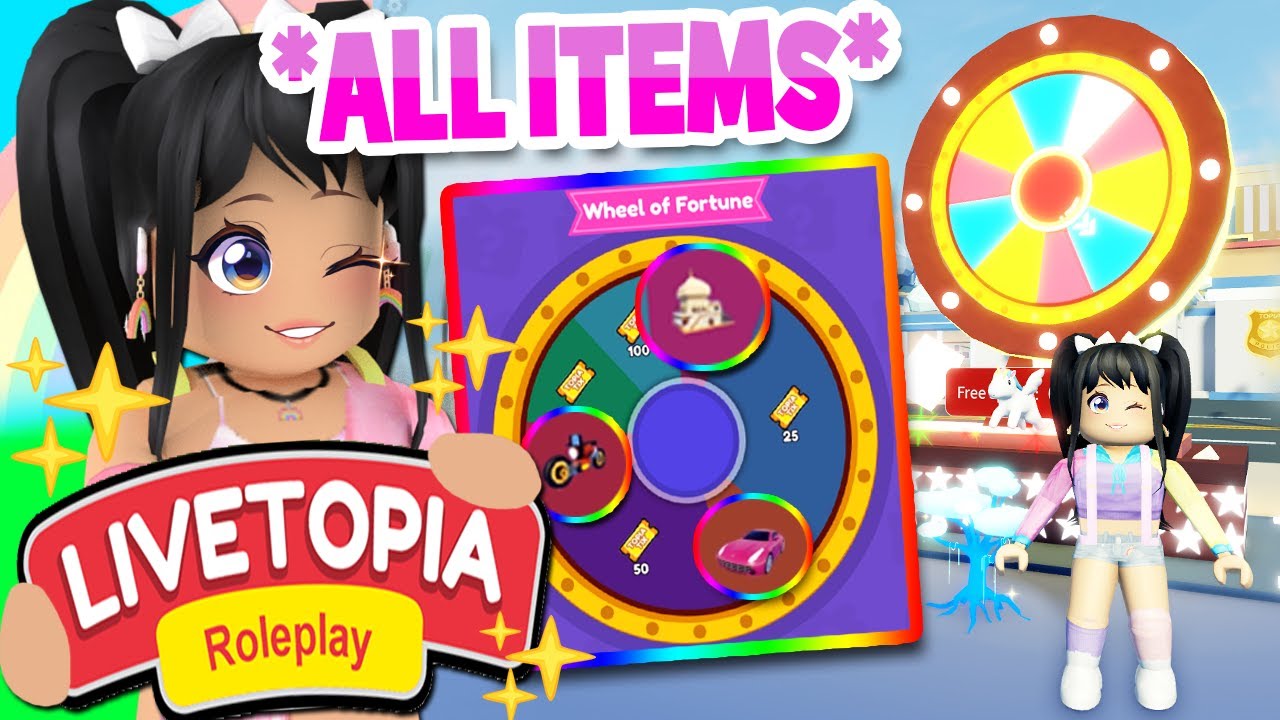 I got *EVERY ITEM* on the WHEEL SPIN! LIVETOPIA Roleplay (roblox) - YouTube