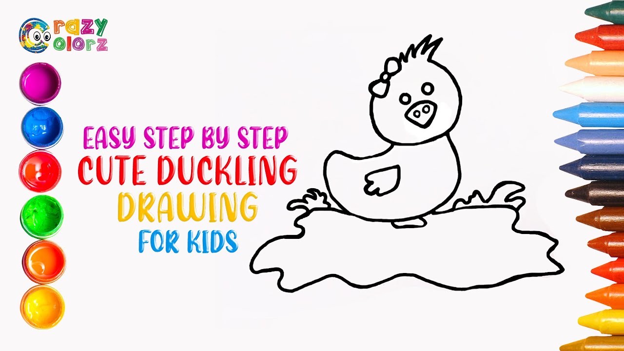 How to Draw a Duckling for Kids and Beginners || Easy Duckling Drawing ...