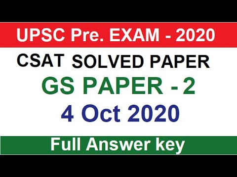UPSC Pre 2020 - CSAT SOLVED PAPER 2020 - upsc pre 2020 csat answers key ...