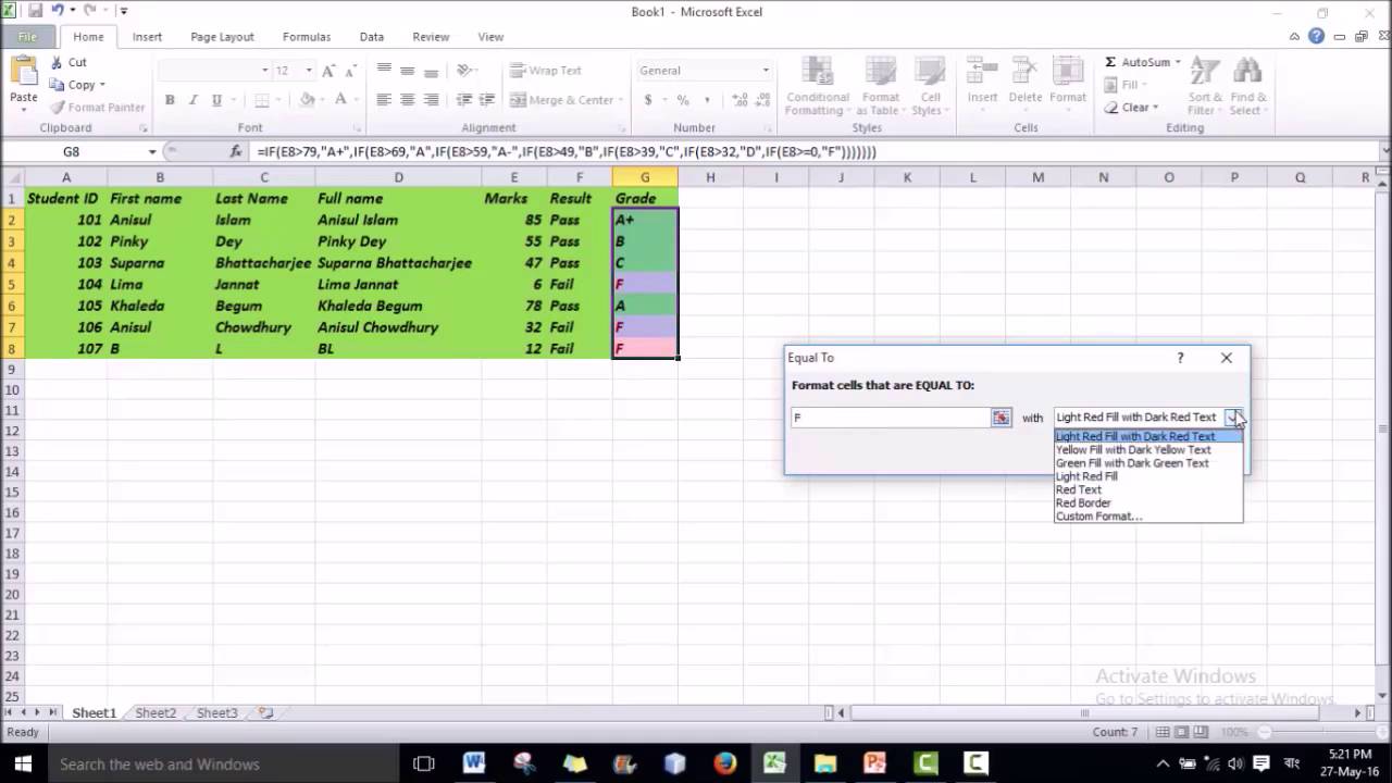 Excel Bangla Tutorial 20 Conditional Formatting Youtube 8364