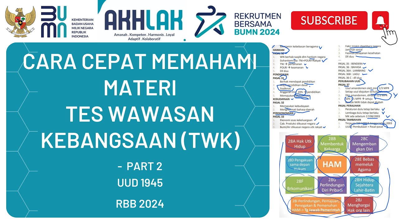 CARA CEPAT MEMAHAMI MATERI TWK RBB BUMN 2024 MATERI TES WAWASAN ...