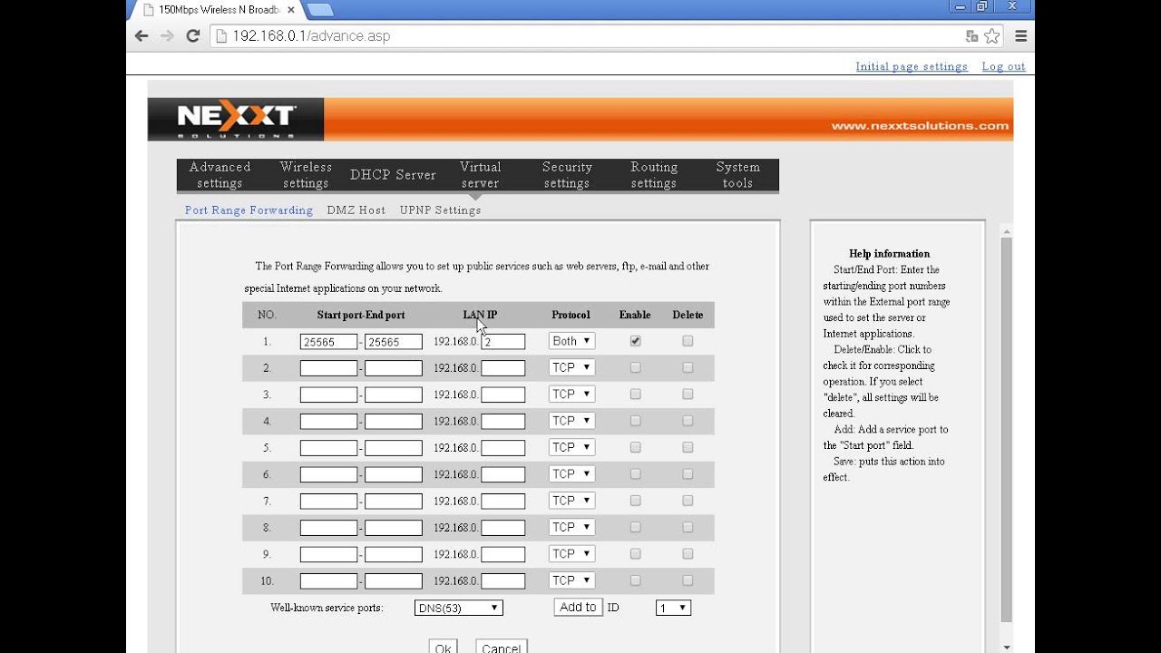 como abrir puertos de router nexxt - YouTube