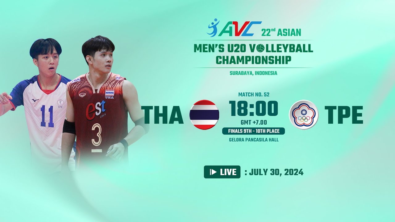[ LIVE ] THA VS TPE : 22nd Asian Men's U20 Volleyball Championship ...