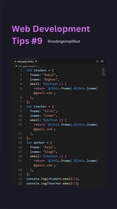 Call Bind Apply In Js Javascript Programming Webdev Viral