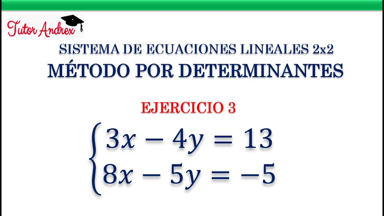 Sistema De Ecuaciones Lineales 2x2 M todo Por DETERMINANTES CRAMER Sistema De Ecuaciones Lineales 2x2 M todo Por DETERMINANTES CRAMER
