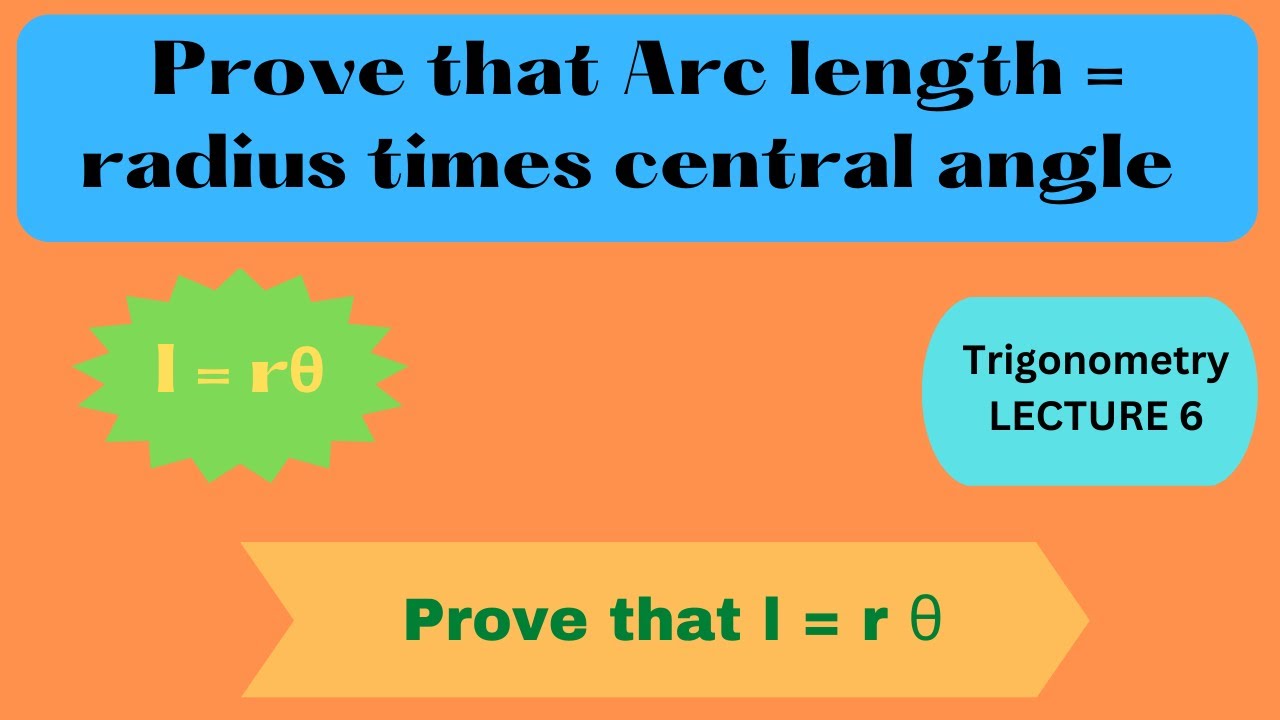 Prove that length of arc = radius times central angle | l = r θ proof ...