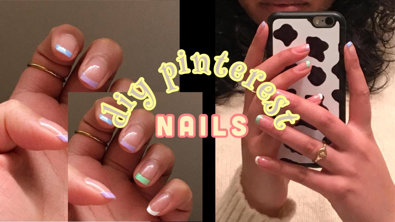 || diy pinterest nails || epi. 1 colorful french tips - YouTube