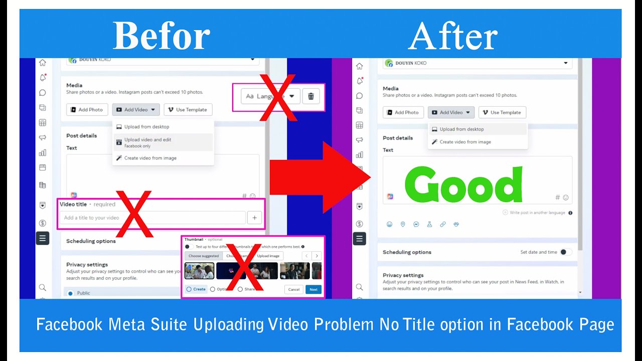 facebook meta suite uploading video problem no title option in facebook ...