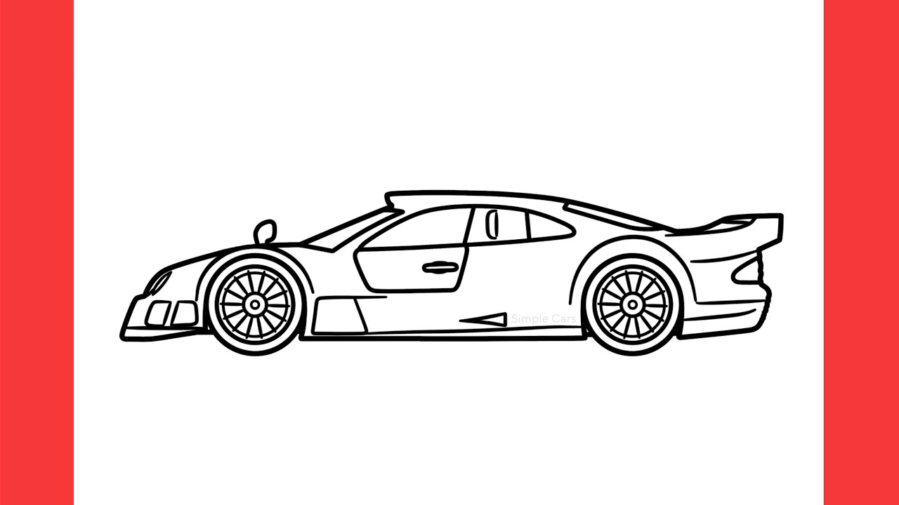 How to draw a MERCEDES-BENZ CLK GTR easy | Drawing mercedes sports car ...