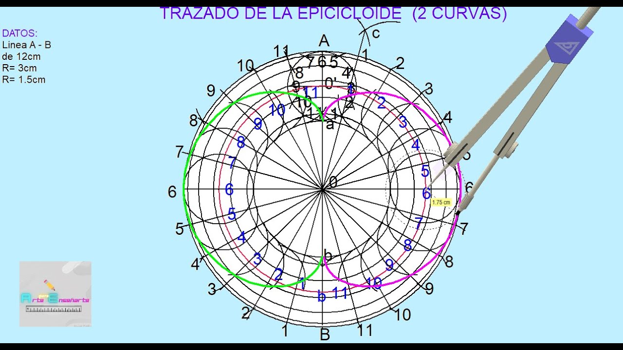 Trazado de la Epicicloide (2 curvas) - YouTube