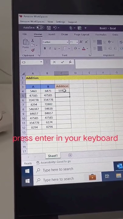 addition of two numbers by using Excel #excel#exceltips #exceltutoria # ...