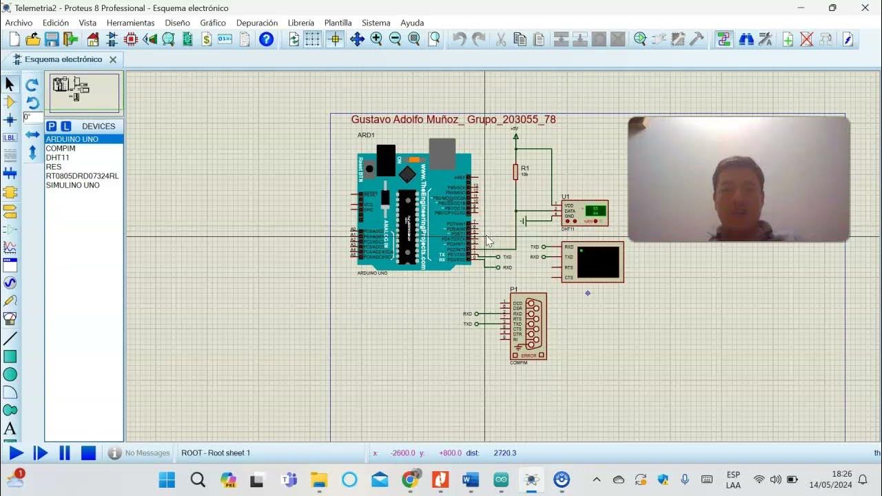 Telemetría Control de temperatura y humedad Montaje en Arduino-simulado en Proteus - YouTube