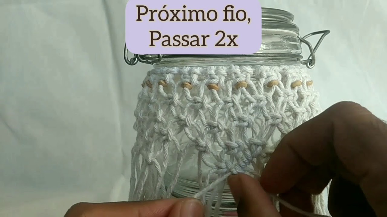 Pote de vidro 1, macrame - Decoração - processos de montagem com ...