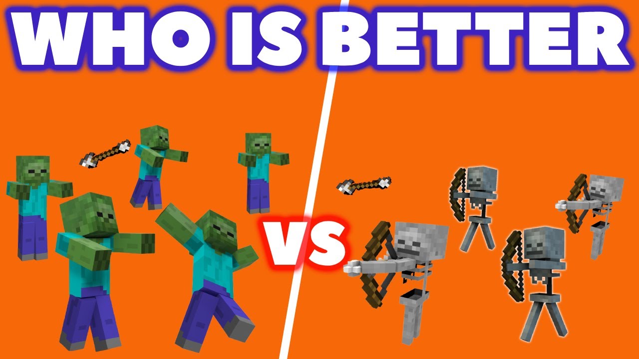 Minecraft: Zombies vs Skeletons (Who is the Better Monster?) - YouTube