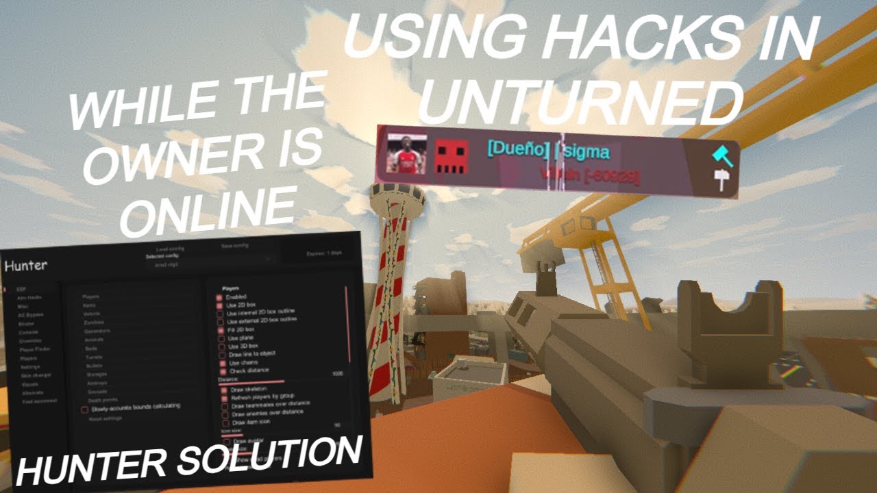 Hunter Solution: Using hacks in Unturned while the owner is online - YouTube