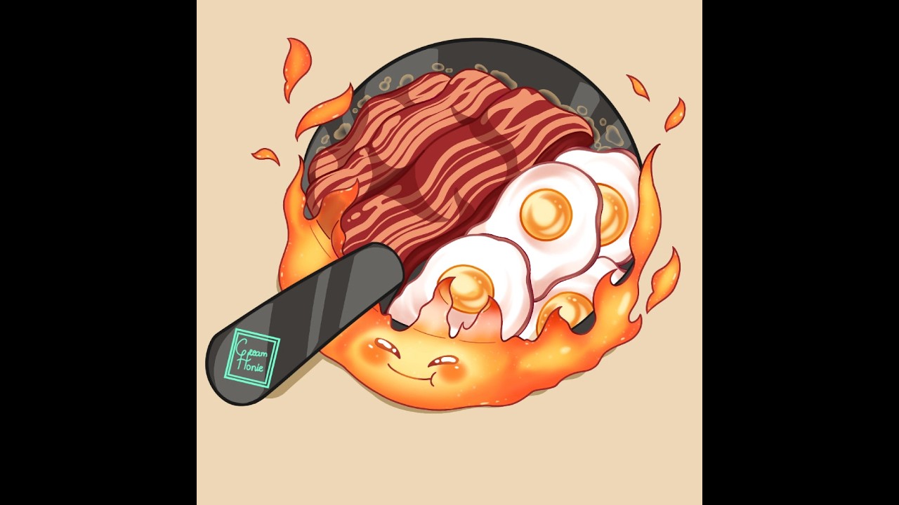 Breakfast With Calcifer:Eggs & Bacon #cute #kawaii #food #foodart # ...