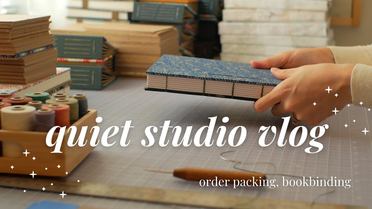 Bookbinding Studio Vlog 17 cozy bookbinding, relaxing piano music, no talking, asmr - YouTube
