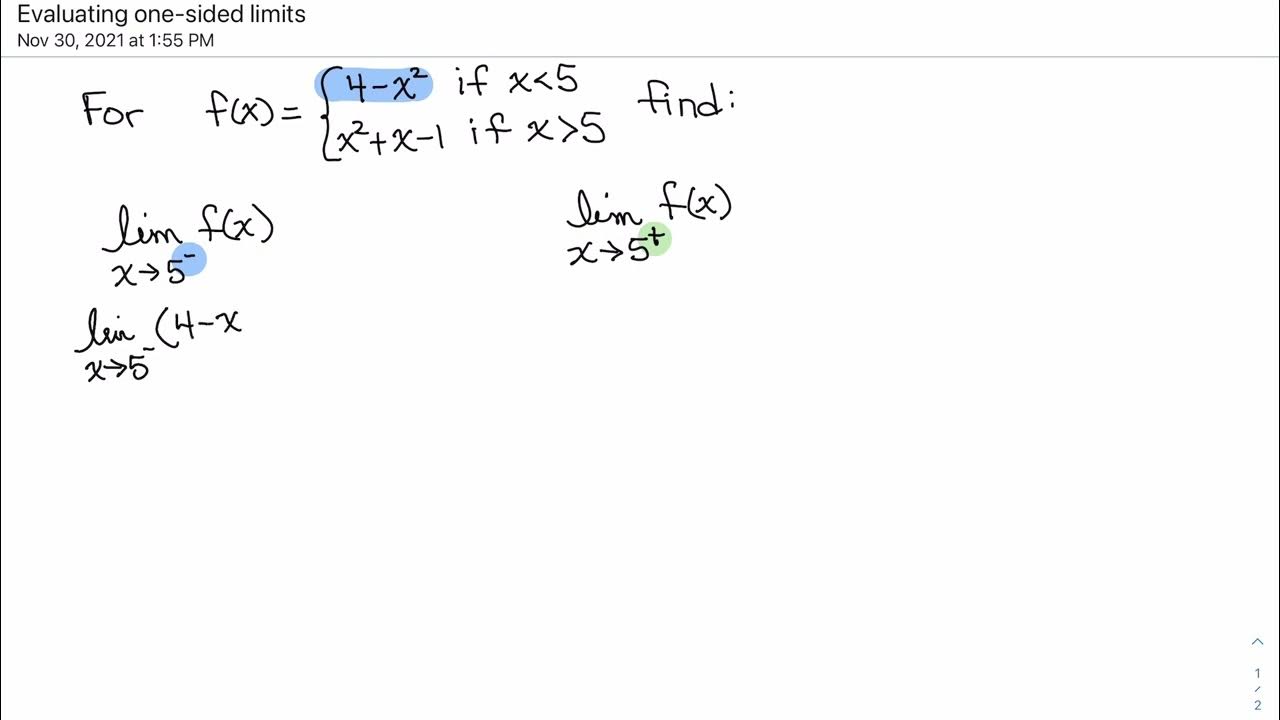 Evaluating One-sided Limits of a Piece-wise Function | Sophia Learning Tutorials - YouTube