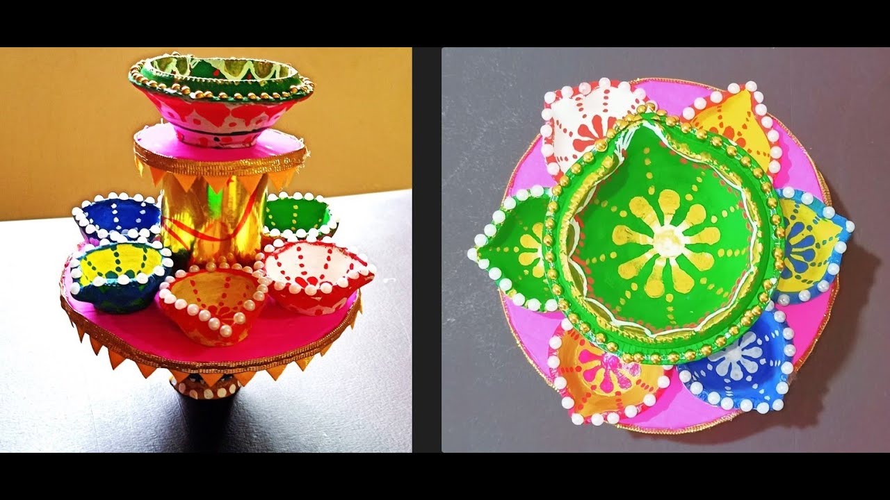 How to Make Diya Stand || Festival Diya Decoration Idea || DIY Diya ...