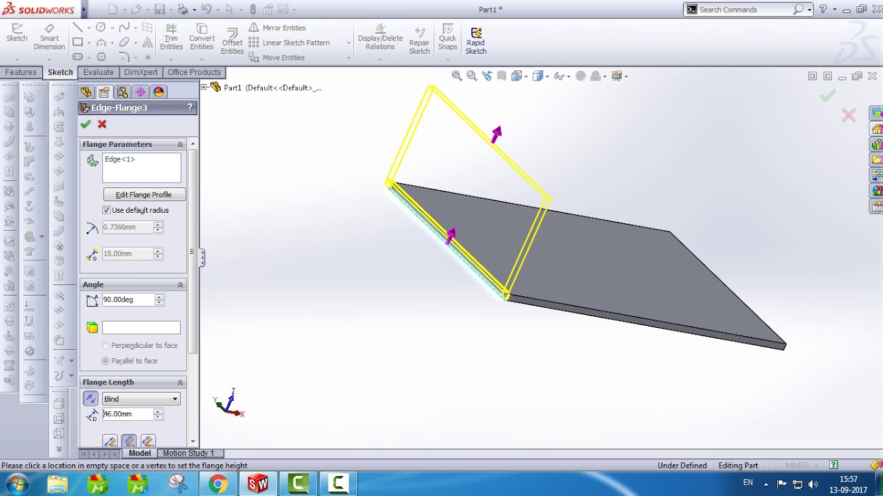 Solidworks Sheetmetal Tutorial....How To Use "Edge Flange" Tool. - YouTube