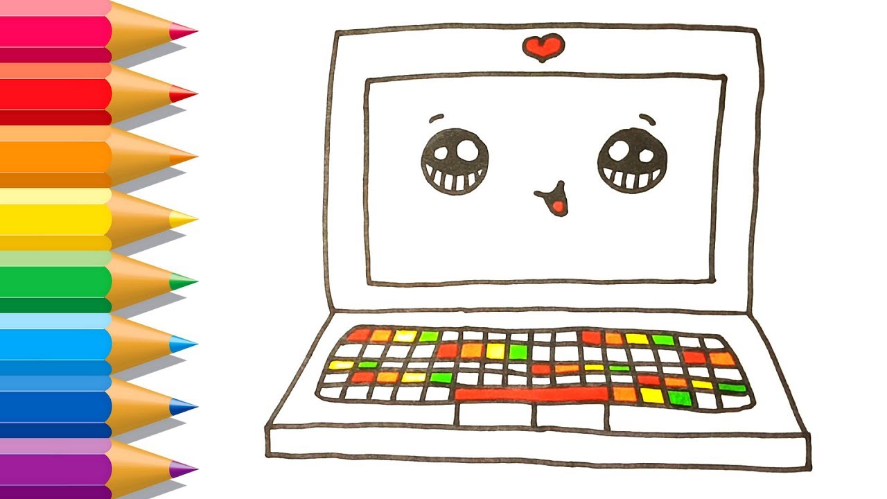 How to Draw Laptop Coloring Book for Kids | Laptop Coloring Pages - YouTube