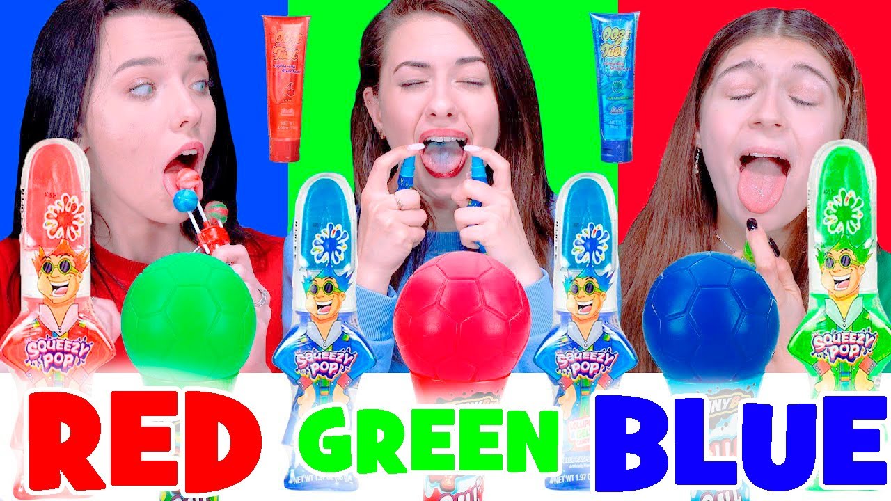 Red Food VS Blue Food VS Green ASMR Food Challenge | Mukbang By LiLiBu ...